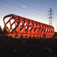 China Large Stainless Steel Light Sculpture 24m Red Painted Outdoor Decoration for sale