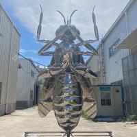 China Custom Stainless Steel Bee Sculpture 4.8m Mirror Polished Outdoor Art for sale