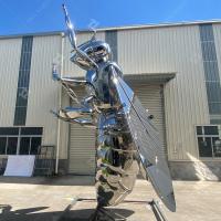 China Custom Stainless Steel Bee Sculpture 4.8m Mirror Polished Outdoor Art for sale