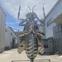 China 4.8m High Customized Mirror Polished Stainless Steel Bee Sculpture for sale