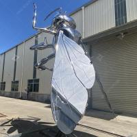 China 4.8m High Customized Mirror Polished Stainless Steel Bee Sculpture for sale