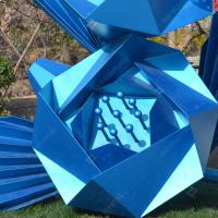 China Custom Blue Painted Stainless Steel Butterfly Sculpture H5m Outdoor Decoration for sale