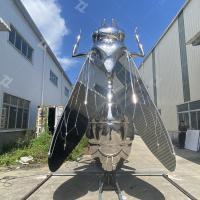 China Mirror Polished Stainless Steel Bee Sculpture 4.8m Outdoor Decoration for sale