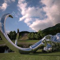 China Stainless Steel Mammoth Skull Sculpture H530cm Mirror Polished Hand Forged for sale