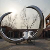 China Stainless Steel Mammoth Skull Sculpture H530cm Mirror Polished Hand Forged for sale