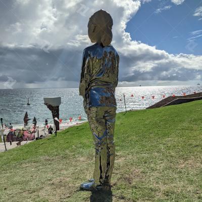 China H1.6m Stainless Steel Sculpture Figure Reflection Mirror Polished Casting Art for sale