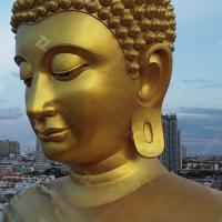 China Bronze Sculpture Gold Painted Buddha for sale