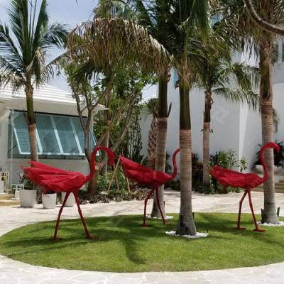 China Stainless Steel Sculpture Flamingo With Red Painted for sale