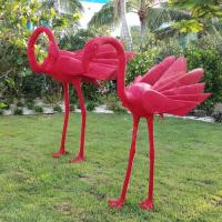 China Stainless Steel Sculpture Flamingo With Red Painted for sale