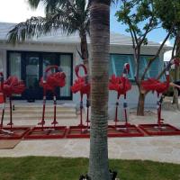 China Stainless Steel Sculpture Flamingo With Red Painted for sale