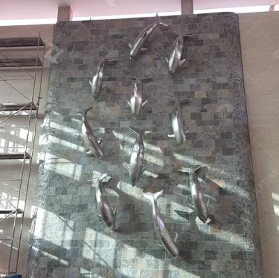 China Dolphin Stainless Steel Outdoor Sculpture With Matte for sale