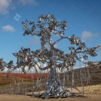 China H7.6m Stainless Steel 316L People Tree Sculpture Mirror Polished Contemporary Art for sale