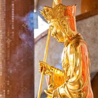 China Bronze And Gold Leaf Ksitigarbha Bodhisattva Art for sale