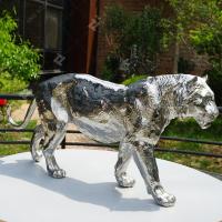 China Mirror Polished Stainless Steel Cast Tiger Animal Sculpture H1.6ft 316L for sale