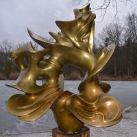 China Art Deco 1m Bronze Sun Wheel Sculpture Medium Size for sale
