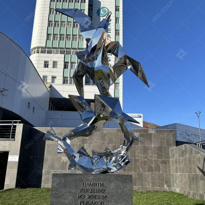 China Mirror Polished Stainless Steel 316 Monument Statue 420cm Height Hand Forged Sculpture for sale