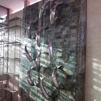 China Matte Surface Dolphin Stainless Steel Art Sculptures 5.9 Ft for sale