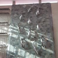 China Matte Surface Dolphin Stainless Steel Art Sculptures 5.9 Ft for sale