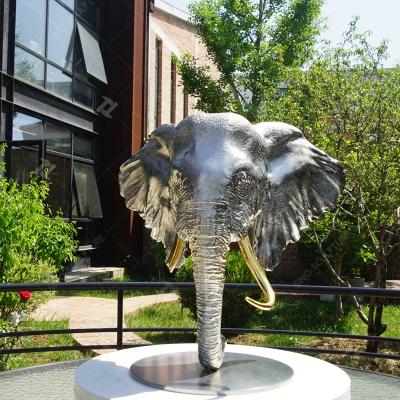 China Custom Stainless Steel Casting Elephant Head Sculpture With Mirror Polishing Finish for sale