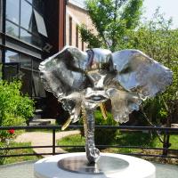China Custom Stainless Steel Casting Elephant Head Sculpture With Mirror Polishing Finish for sale