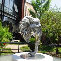 China Custom Stainless Steel Casting Elephant Head Sculpture With Mirror Polishing Finish for sale