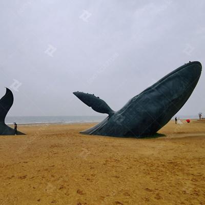 China Large Size Forged Whale Bronze Sculpture Height 10m for sale