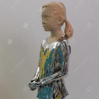 China 316L Stainless Steel Girl Figurine Sculpture 1.6m Mirror Polished Cast Art for sale