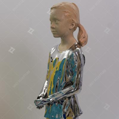 China 316L Stainless Steel Girl Figurine Sculpture 1.6m Mirror Polished Cast Art for sale