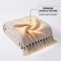 China 900g Soft Chenille Throw Blanket Warm Cozy Sofa Bed Cover Decorative Tassels for sale