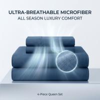 China Breathable Microfiber Bed Sheet Set All Season Luxury Bedding 4pcs Queen for sale