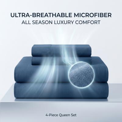 China Breathable Microfiber Bed Sheet Set All Season Luxury Bedding 4pcs Queen for sale