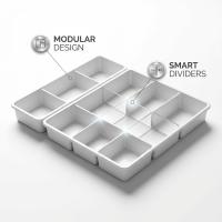 China Stackable Desk Drawer Organizer Tray Set Plastic Office Stationery Storage Divider for sale