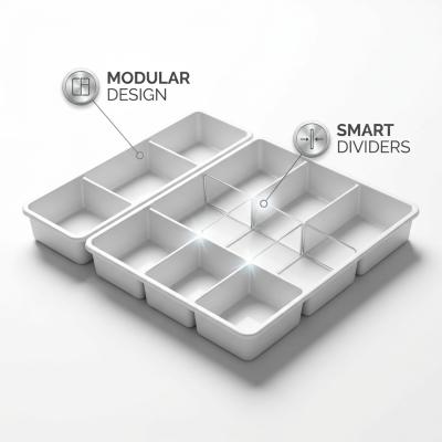 China Stackable Desk Drawer Organizer Tray Set Plastic Office Stationery Storage Divider for sale