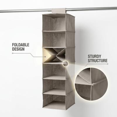 China 5 - 6 Tiers Wardrobe Hanging Closet Organizer Shelf Storage Bag Foldable Space Saving for sale