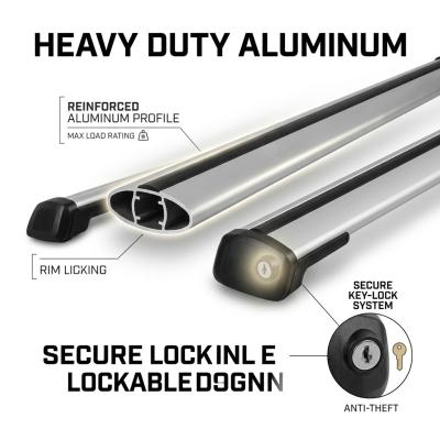 China Aluminum Roof Rack Cross Bars Heavy Duty  SUV Lockable Carrier Luggage Rail Set for sale