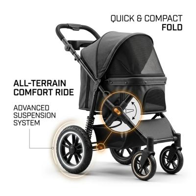 China Foldable Outdoor Pet Stroller Outdoor Pet Gear Dog Cat Travel Carrier With Wheels for sale