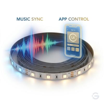 China Music Sync Smart Luminaires LED Strip Light RGB WiFi App Control Flexible Tape Roll for sale