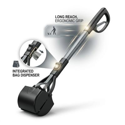 China ABS PP Pet Pooper Scooper Long Handle Bag Dispenser Waste Picker Tool Dog Cat for sale