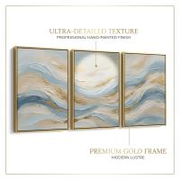 China Abstract Canvas Wall Art Painting Set Modern Gold Framed Living Room Decor for sale