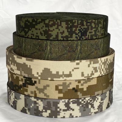 China Camouflage polyester webbing Outdoor supplies Backpack straps Clothing adjuvant for sale
