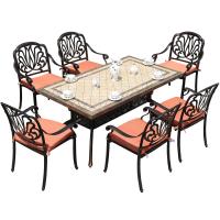 China Aluminum 6 Seater Garden Furniture Set with 60in Table and 18in Stackable Chairs 250 lbs Capacity for sale
