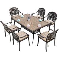 China Aluminum 6 Seater Garden Furniture Set with 60in Table and 18in Stackable Chairs 250 lbs Capacity for sale