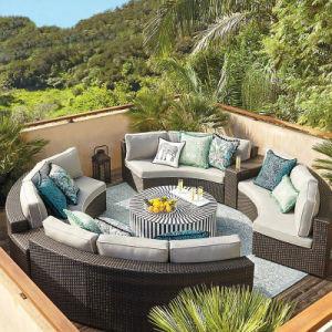 China Round Swimming Pool Rattan Sofa SG26027 - Waterproof Outdoor Furniture with 3-Year Warranty and Custom Colors for sale