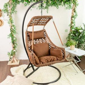 China Washable Hanging Basket Swing Chair with PE Rattan & Waterproof Cushions - Single/Double Sizes for Balcony & Outdoor Use for sale