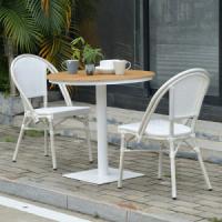 China 3-Piece White Wicker Dining Set with Modern Design - Waterproof Outdoor Garden Furniture with 3-Year Warranty for sale