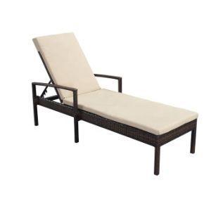 China Custom Outdoor Rattan Sun Lounger with Adjustable Recline 75x190cm for Patio Hotel Furniture for sale