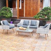China Grey Outdoor Rattan Garden Dining Sofa Set with Table - European Style 6-Piece Furniture for Patio for sale