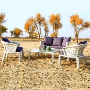 China SF-16 Brown Outdoor Dining Furniture Set - 6-Piece Garden Sofa Combination with Weather-Resistant Construction for sale