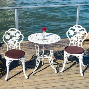 China 3-Piece Cast Aluminum Patio Set with 3-Year Warranty, Waterproof White Rattan Outdoor Dining Furniture for sale