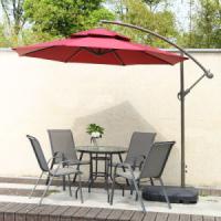 China Red Aluminum Rotating Parasol Outdoor Umbrella 2.7m/3m with 250g Polyester Fabric and 2-Year Warranty for sale